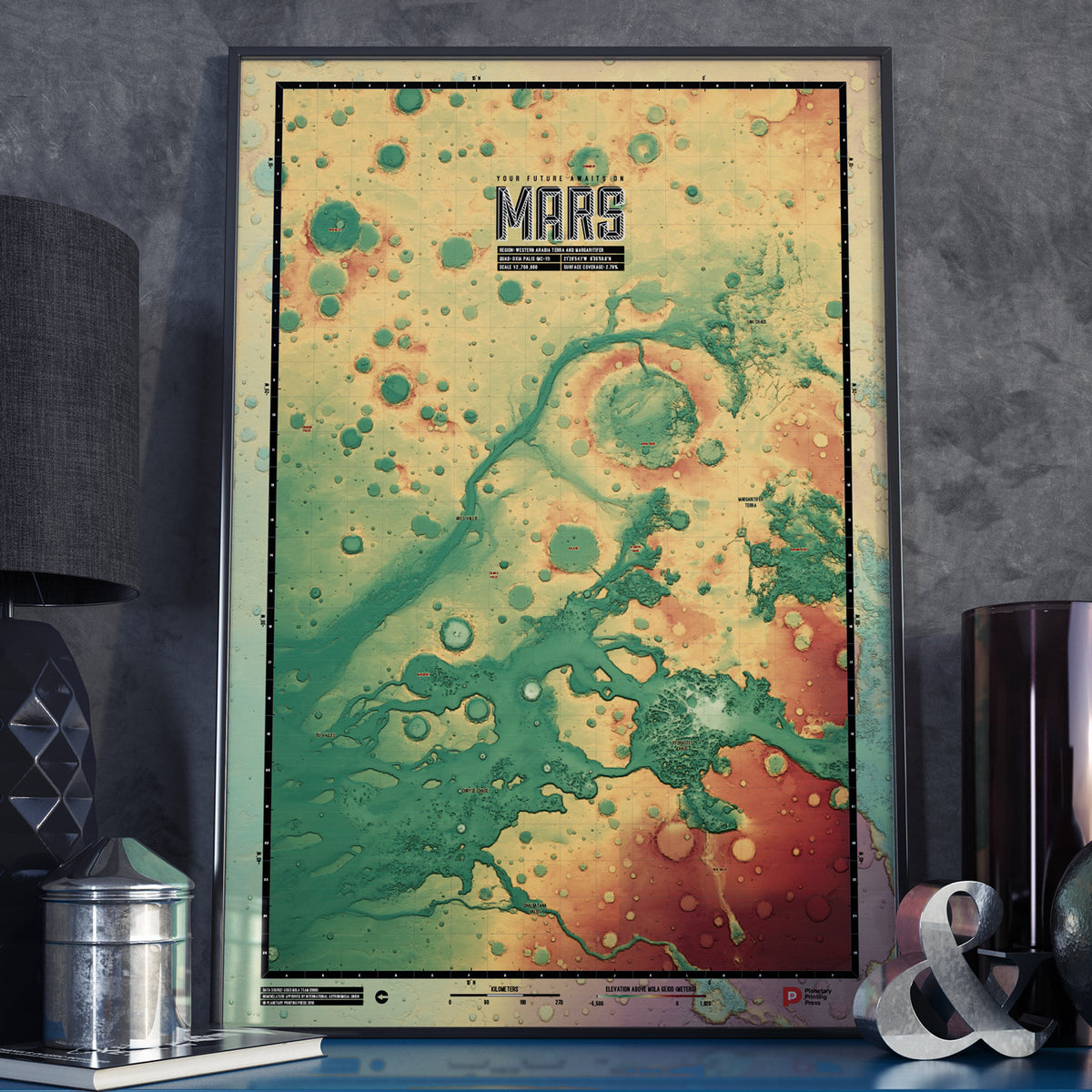 Mars Shaded Relief Map – Planetary Printing Press