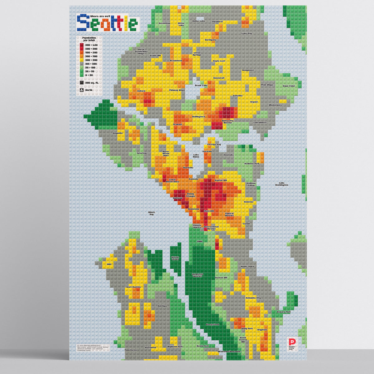 Seattle Population Brick Map – Planetary Printing Press