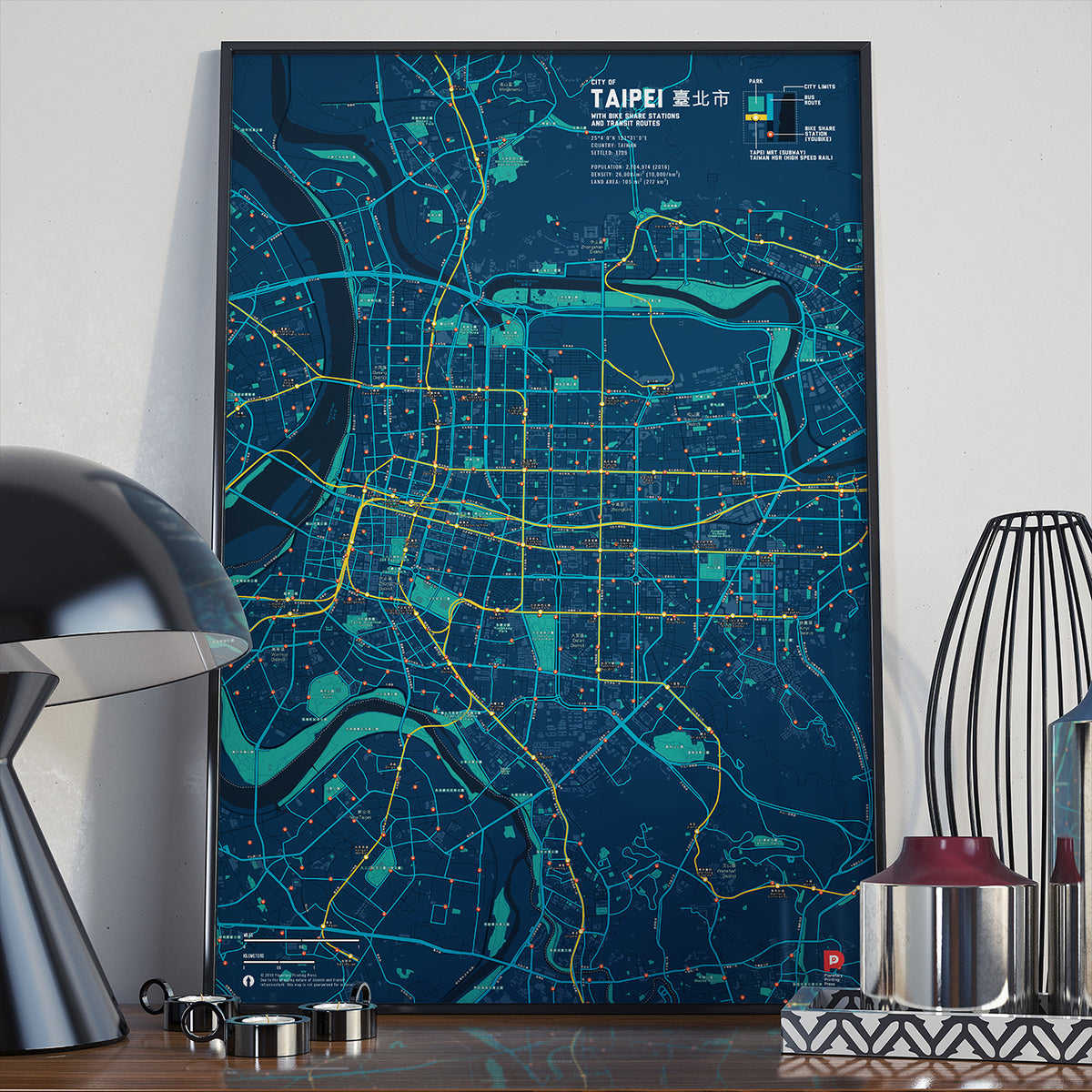 Taipei Bike & Transit Map (Midnight Blue) – Planetary Printing Press
